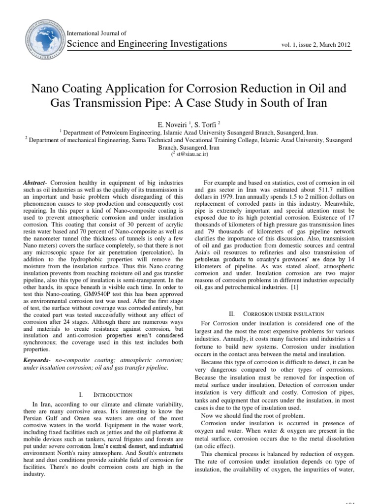 Nano Coating Application For Corrosion Reduction in Oil and Gas ...
