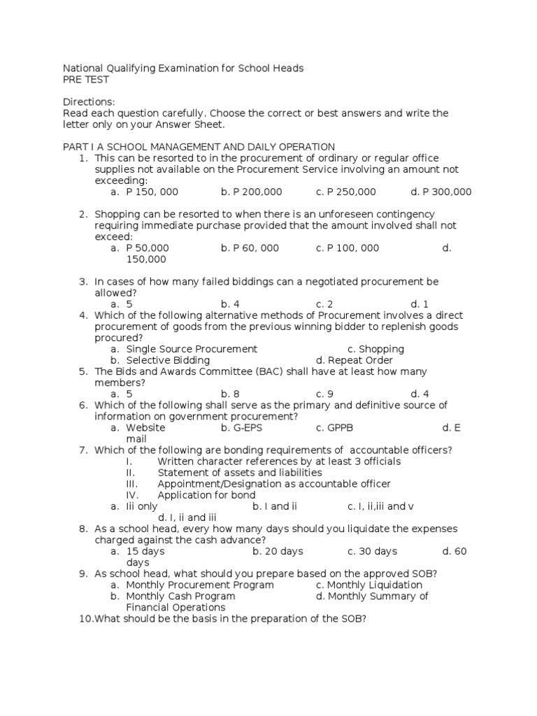Pre Test For Elementary STudents | PDF | Mentorship | Educational ...