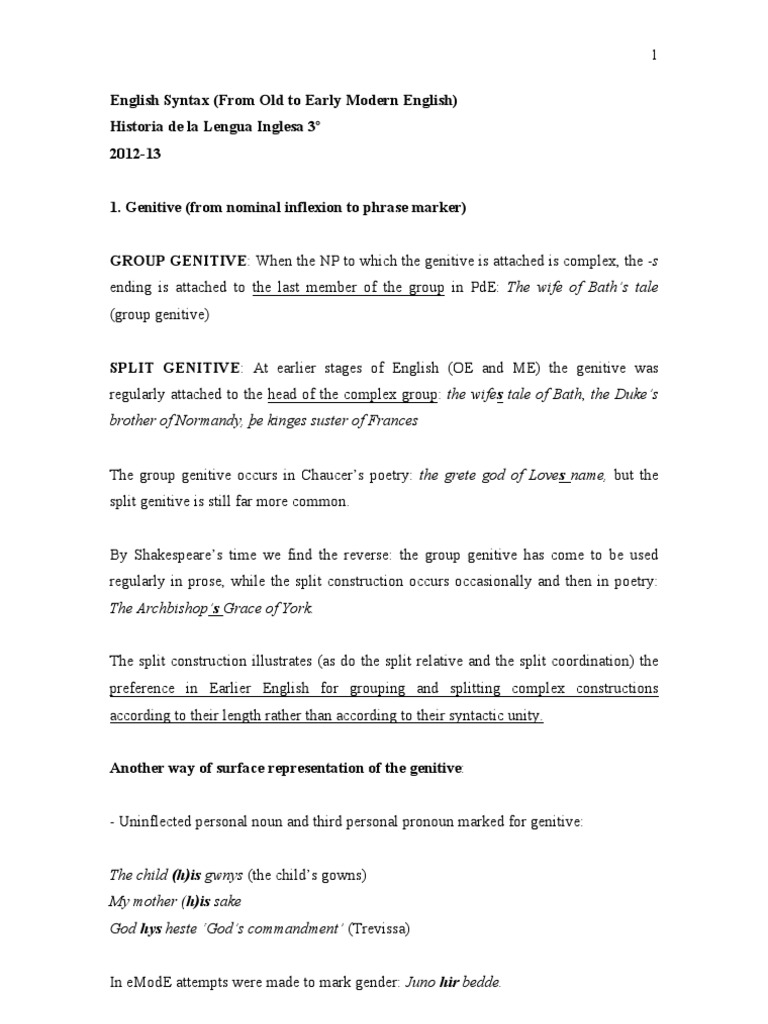 Old English Syntax | PDF | Grammatical Tense | Verb