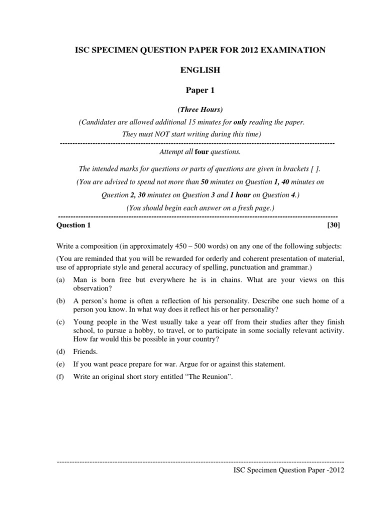 English Paper 1 | PDF