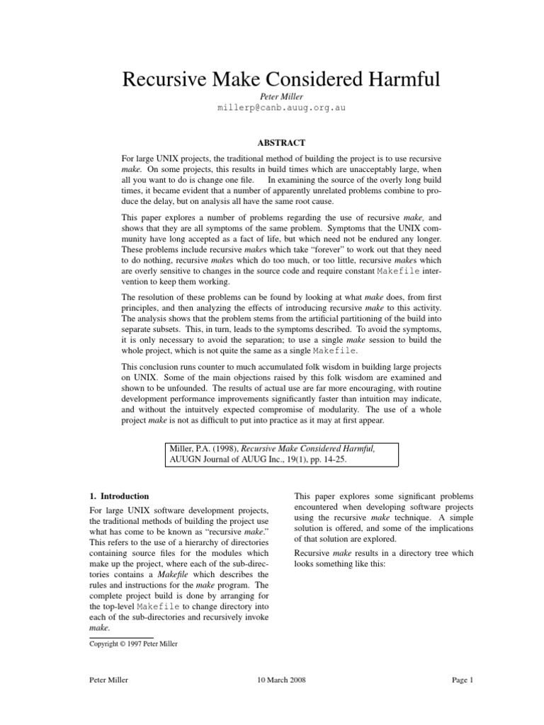 Recursive Make Considered Harmful | PDF | C (Programming Language) | Computer Data Storage