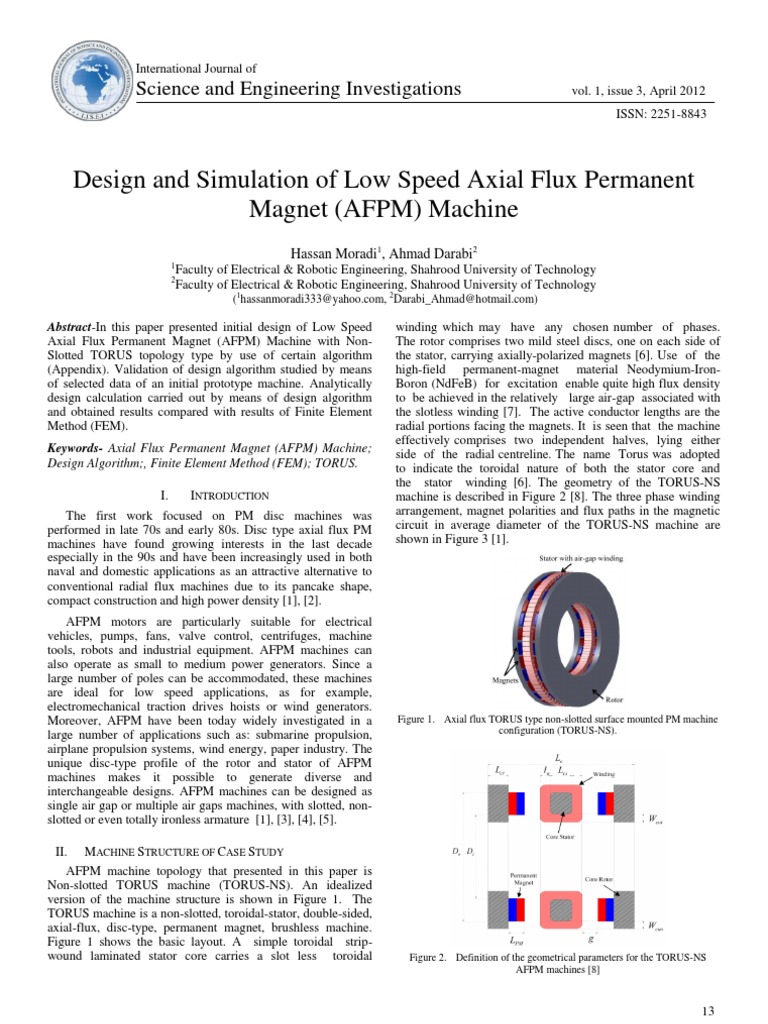 Design and Simulation of Low Speed Axial Flux Permanent Magnet (AFPM ...