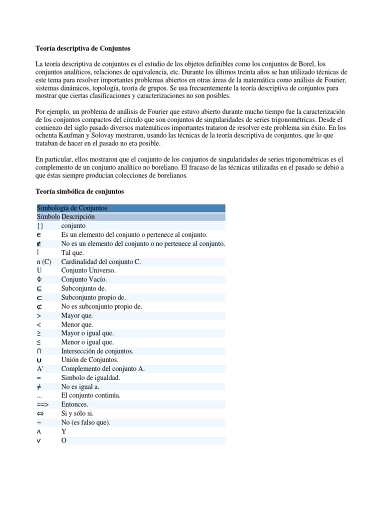 Teoría Descriptiva de Conjuntos | PDF | Fracción (Matemáticas) | Decimal