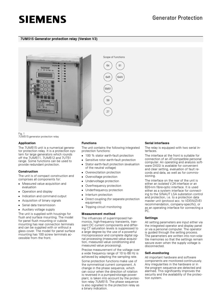 7UM515 Catalogue PDF | PDF | Transformer | Relay