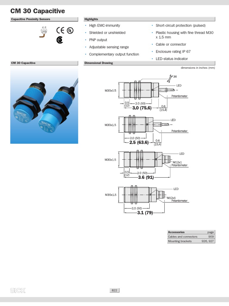 CM 30 Capacitive: Highlights Capacitive Proximity Sensors | PDF ...