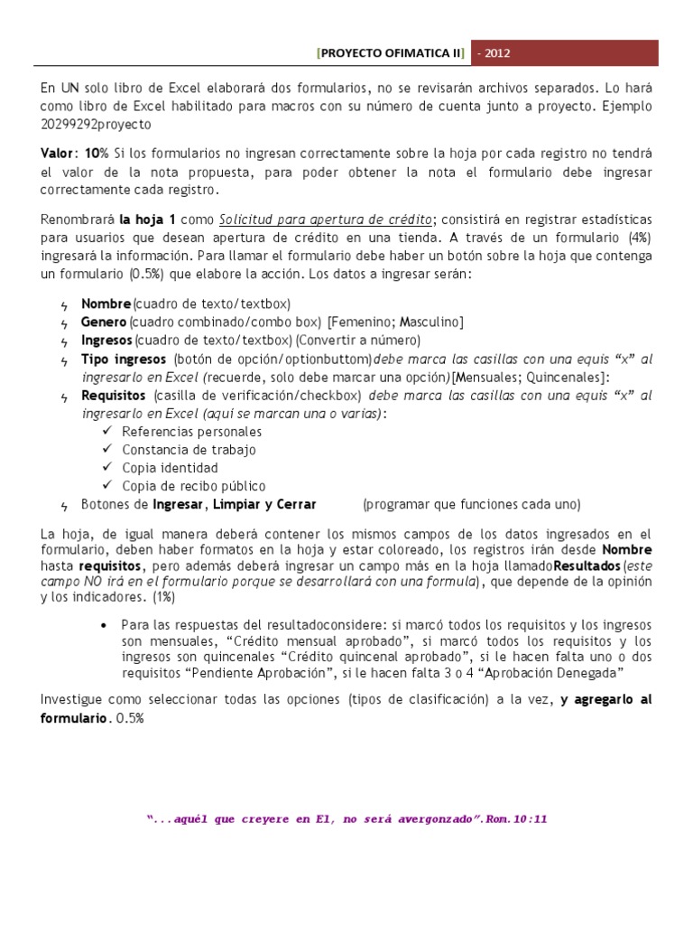 Proyecto Ofimatica II | PDF | Microsoft Excel | Software
