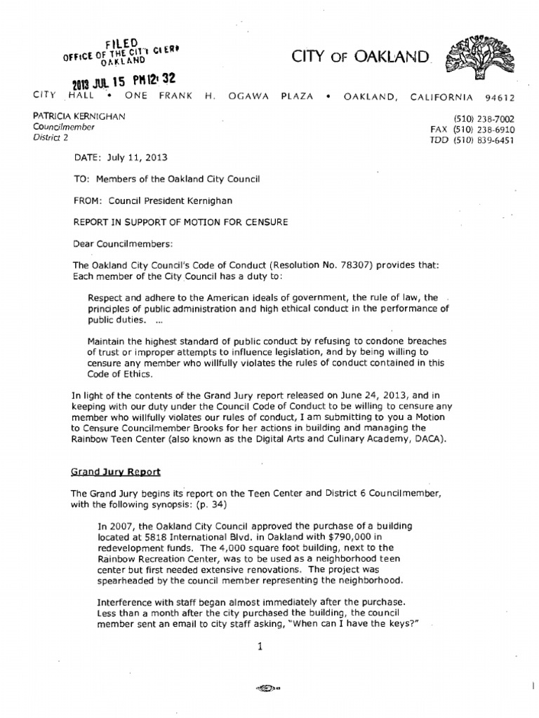 071113 Report in Support of Motion for Censure | Parliamentary ...