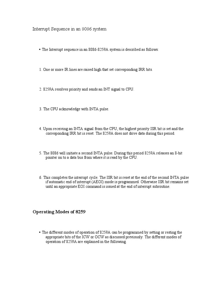 Interrupt Sequence in An 8086 System | PDF | Operating System Technology | Computer Architecture