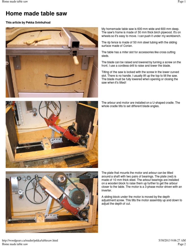 Homemade Table Saw Design by Pekka | PDF | Screw | Woodworking