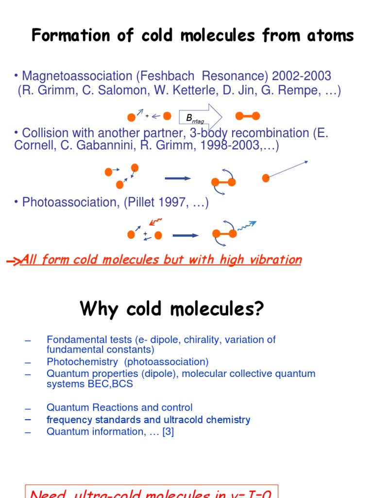 Formation of Cold Molecules From Atoms: All Form Cold Molecules But ...