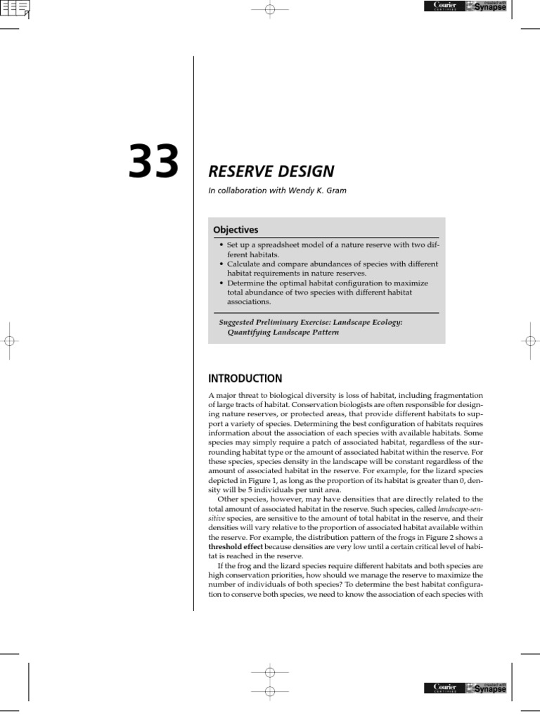 Conservation Reserve Design Guide | PDF | Spreadsheet | Formula