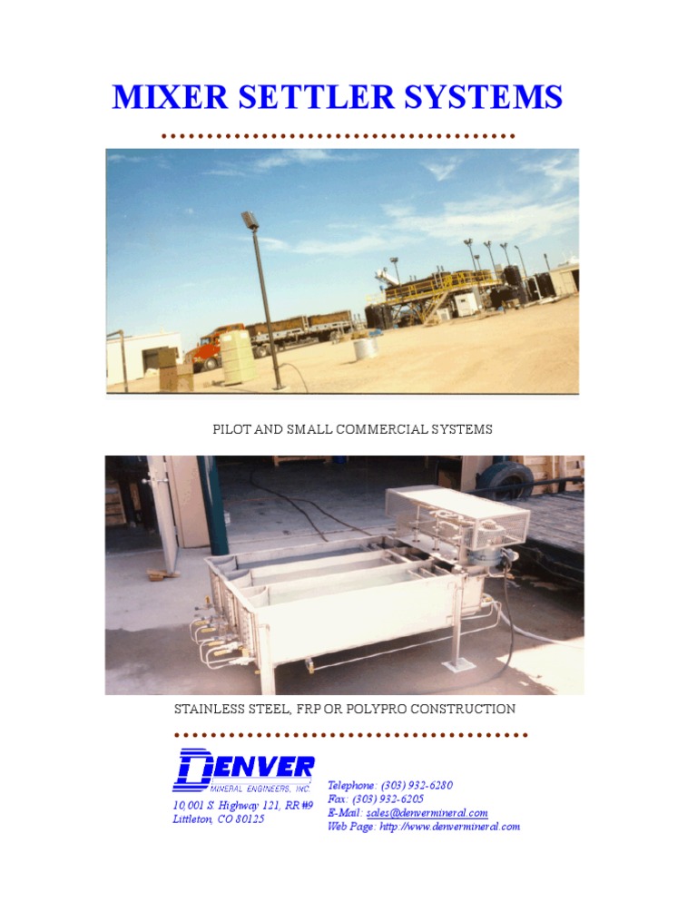 Mixer Settler Systems: Pilot and Small Commercial Systems | PDF