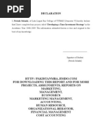 Declaration For Project Report | PDF | Gratitude | Curriculum