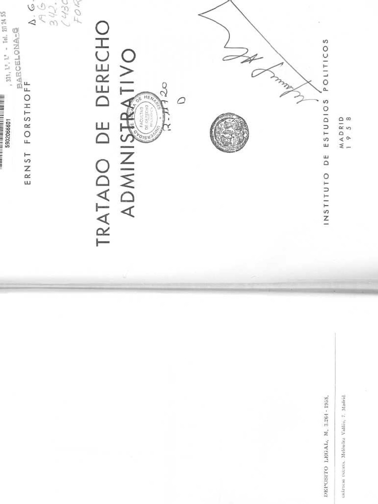 FORSTHOFF, Ernst. Tratado de Derecho administrativo.introducción | PDF