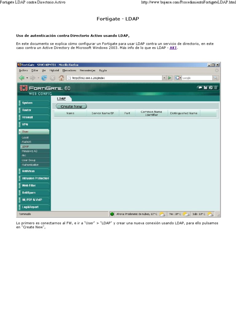 Procedimiento Fortigate LDAP | PDF | Directorio Activo | Seguridad de la red informática