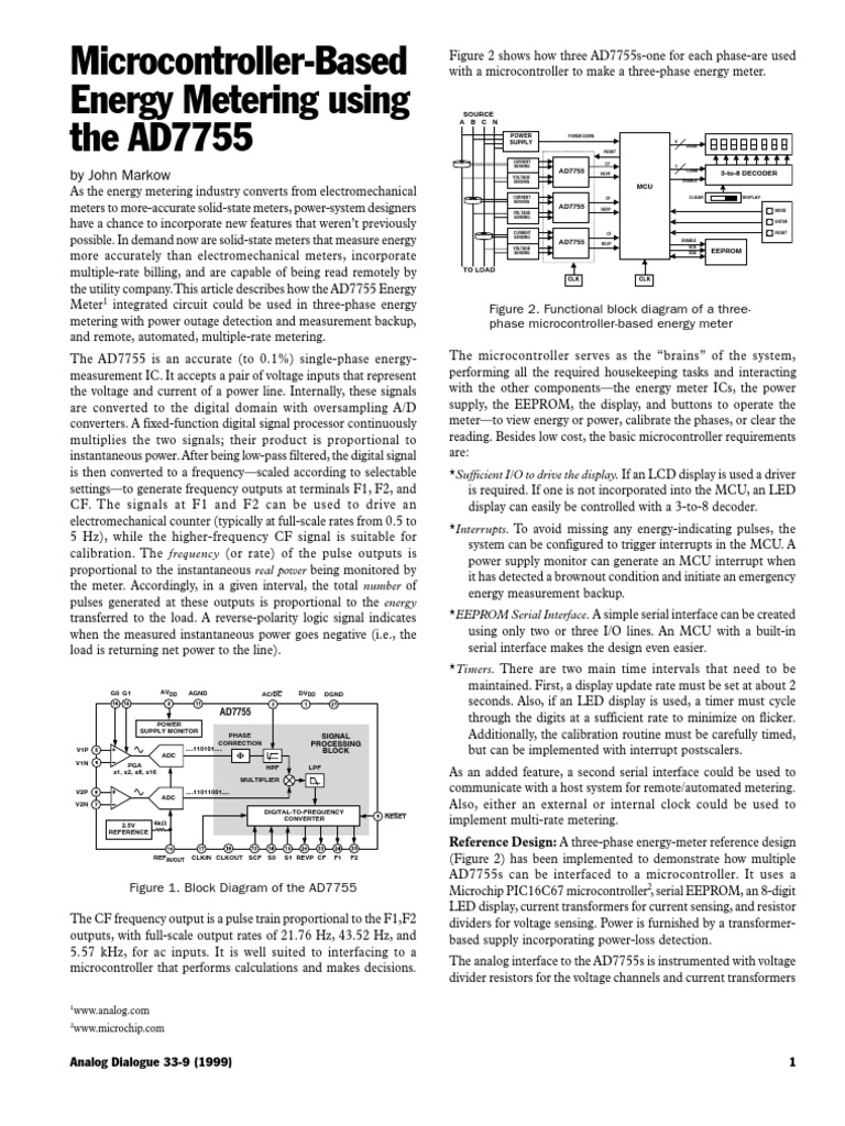 Microcontroller-Based Energy Metering Using The AD7755 | PDF ...