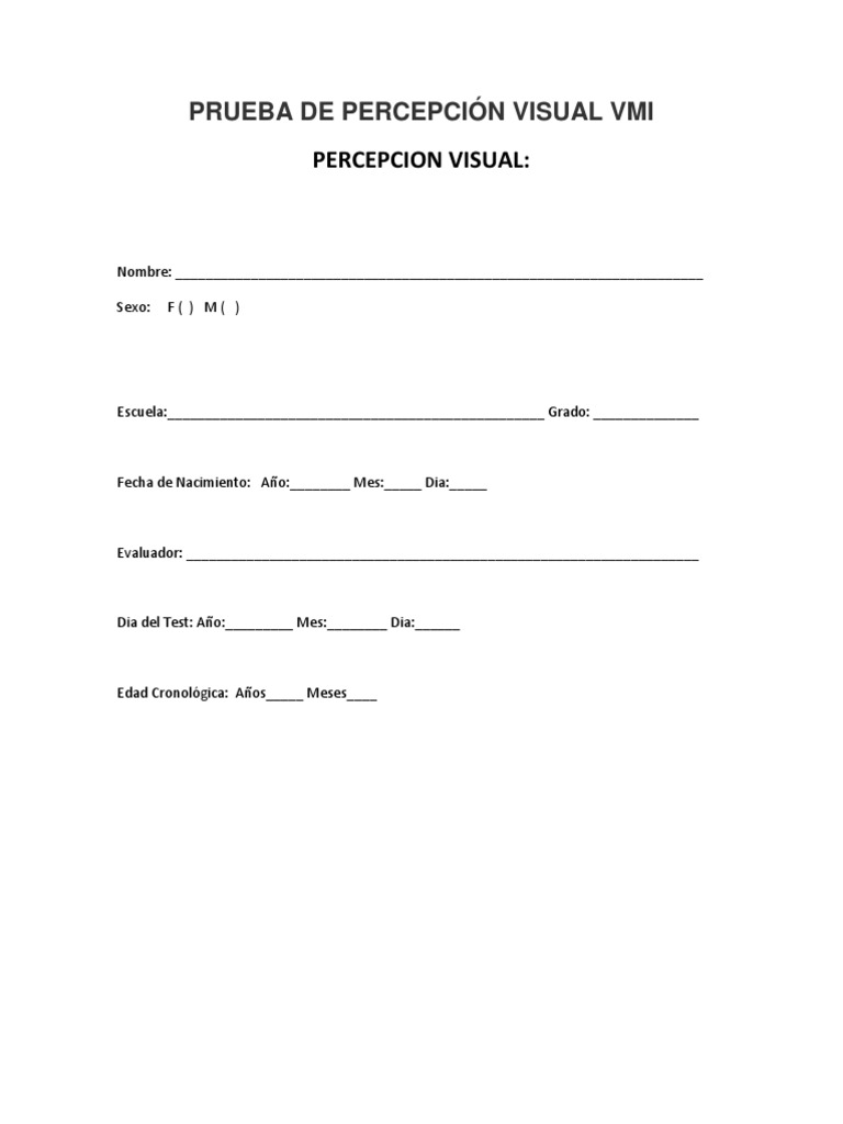 Prueba de Percepción Visual Vmi Beery | PDF
