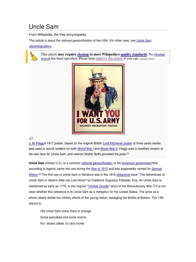 Uncle Sam: This Article May Require - No Has Been Specified. Please ...