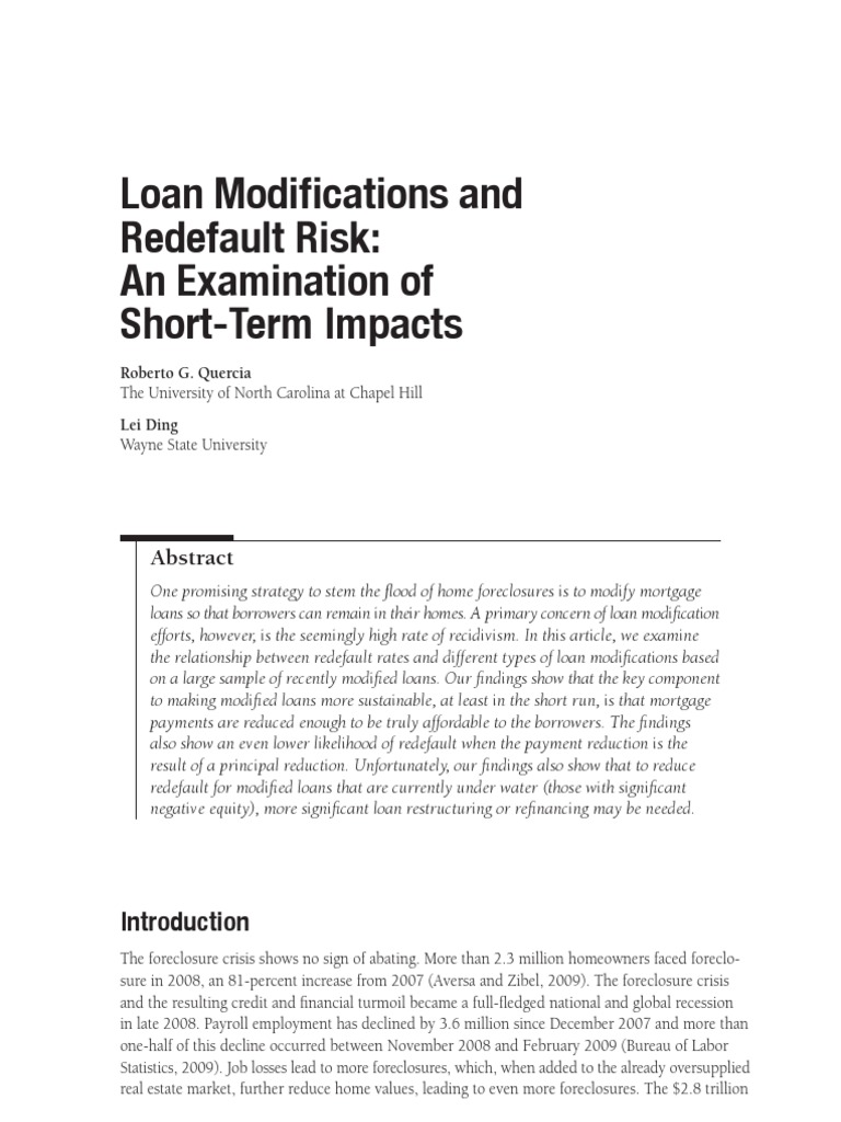Loan Modifications and Re-Default Risk | PDF | Mortgage Loan | Loss ...