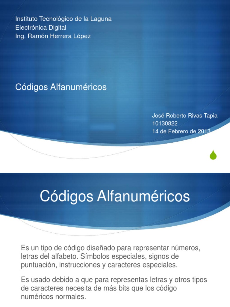 Códigos Alfanuméricos | Ascii | Notación