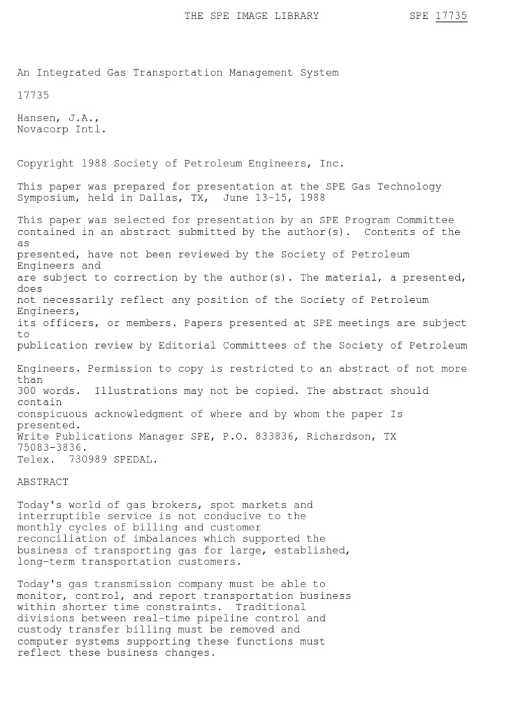 An Integrated Gas Transportation Management System | PDF | Natural Gas ...