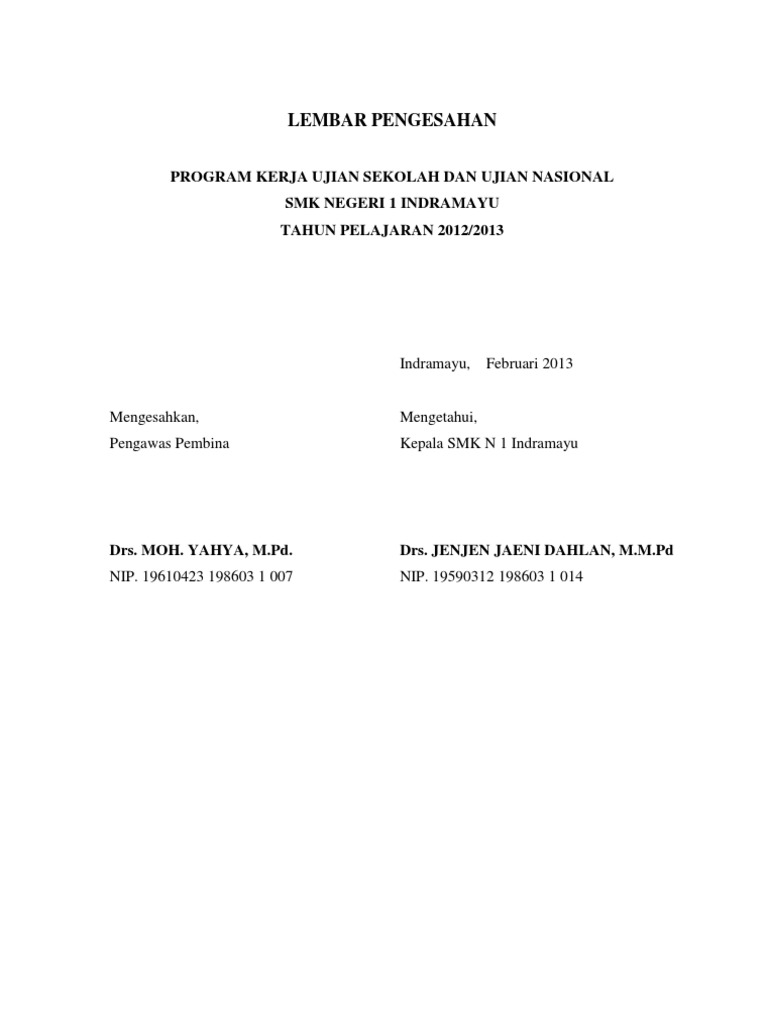 Lembar Pengesahan Program Kerja | PDF