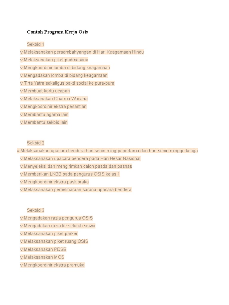 Contoh Program Kerja Osis | PDF