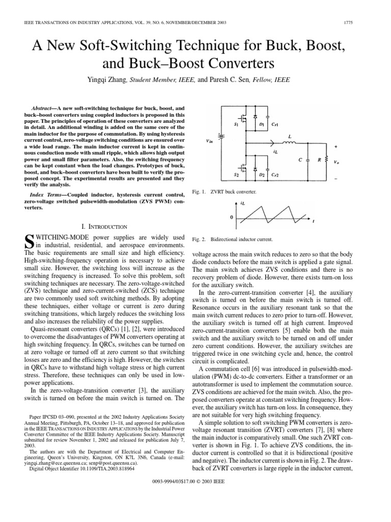 A New Soft-Switching Technique For Buck, Boost | PDF | Manufactured Goods | Electrical Engineering