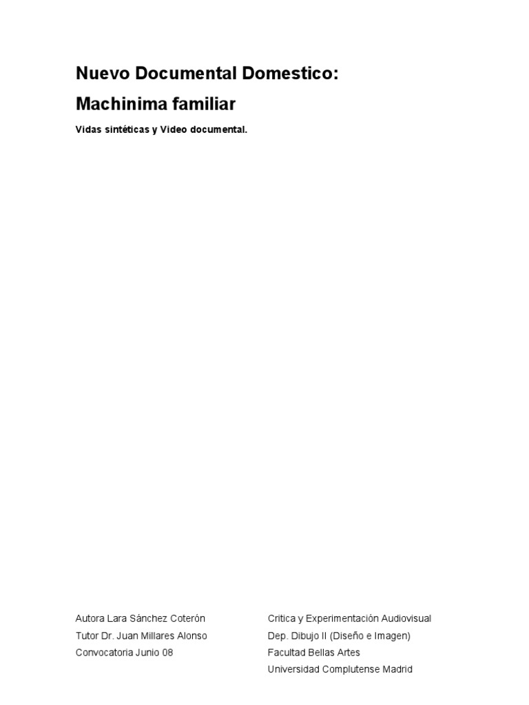 Machinima: Documental Familiar en Los Sims | PDF | Videojuegos | Documental