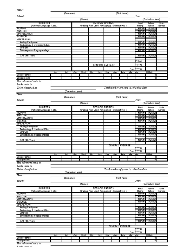 DepEd Form 137 Spreadsheet | PDF | Learning | Cognition