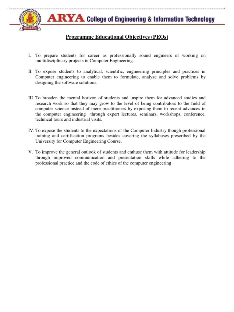 Programme Educational Objectives (Peos) | PDF