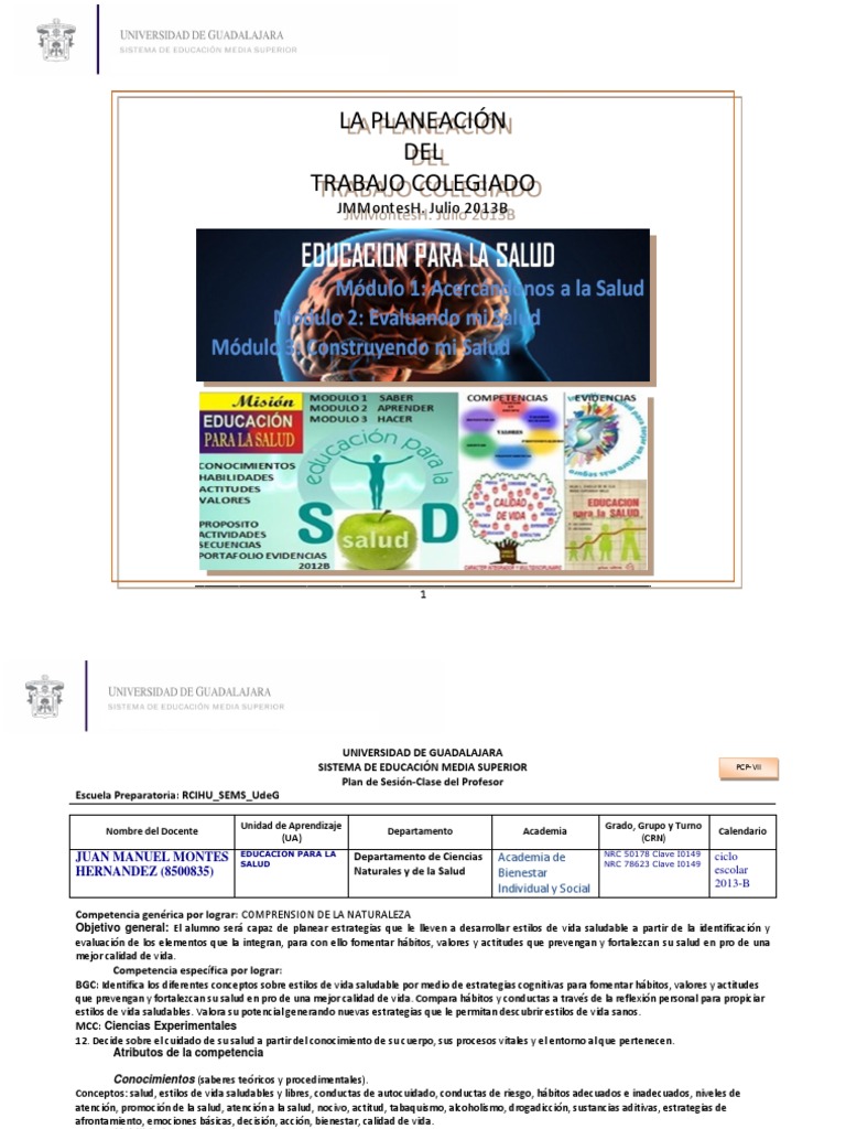 5 Educacion para La Salud PLANDECLASE 2013B | PDF