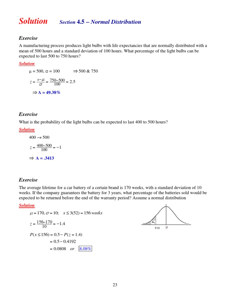 Solution: 4.5 Normal Distribution | PDF | Normal Distribution | Opinion ...