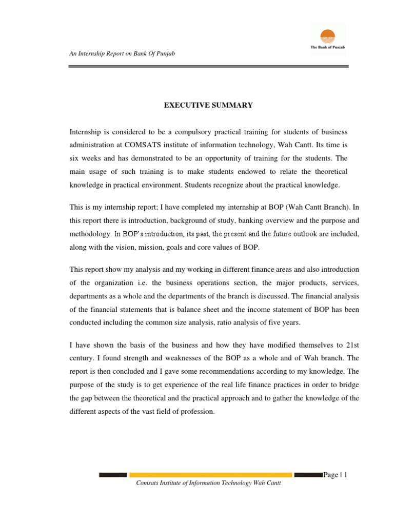 Final Internship Report On Bop New 2003 | PDF | Cheque | Banks