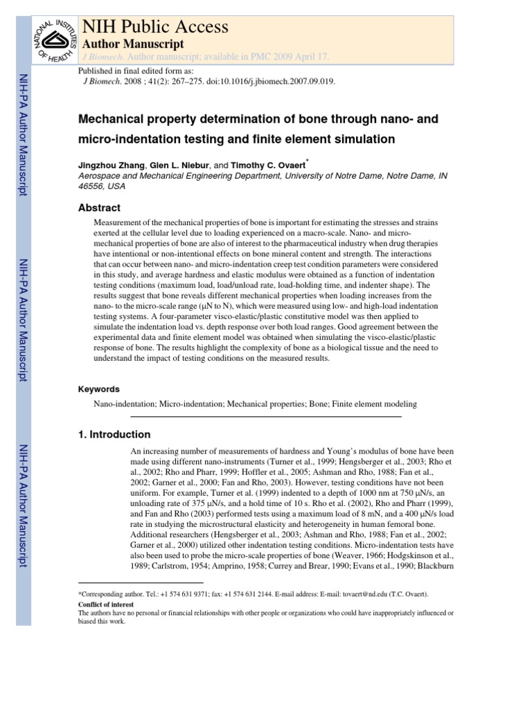 Mechanical Property Determination of Bone Through Nano - and Micro ...