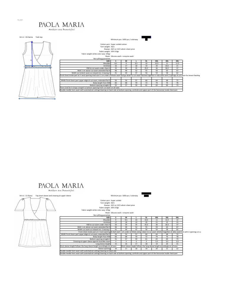 Demo Spec Sheet | PDF | Seam (Sewing) | Yarn