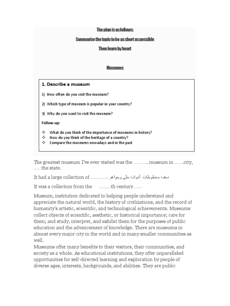 IELTS Speaking Answers | PDF | Museum | Historic Preservation