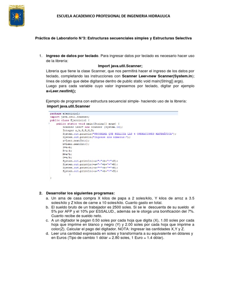 Estructuras Secuenciales Simples - Selectivas | PDF | Celsius | Java (lenguaje de programación)