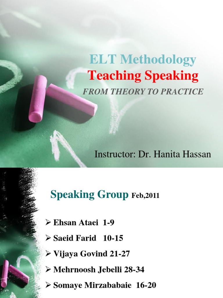 ELT Methodology: Teaching Speaking | PDF | Conversation | Language Education
