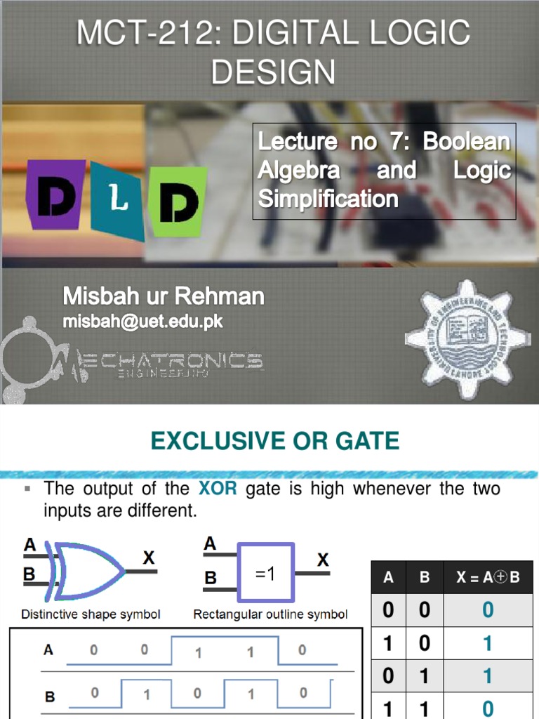 Mct-212: Digital Logic Design | PDF | Boolean Algebra | Teaching Mathematics