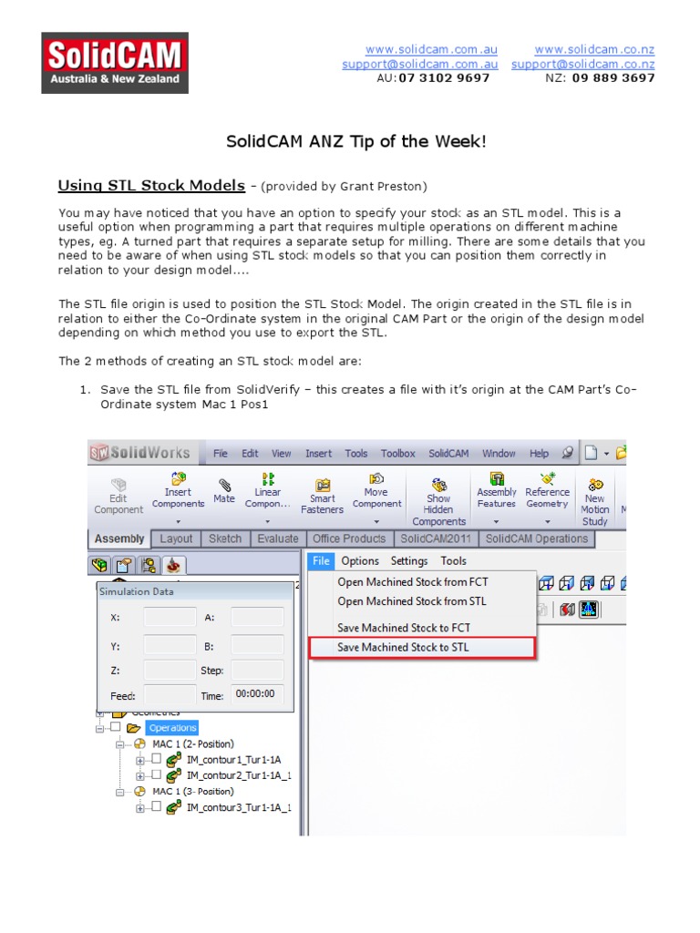SolidCAM ANZ Tips - STL Stock Model | PDF