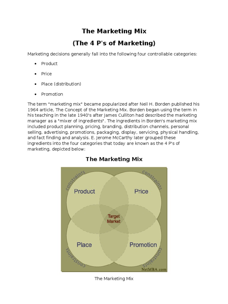 The Marketing Mix | PDF | Marketing Communications | Sales