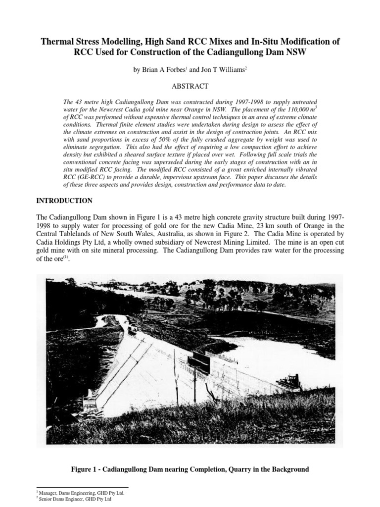 BForbes ANCOLD 1998 | PDF | Heat Transfer | Concrete