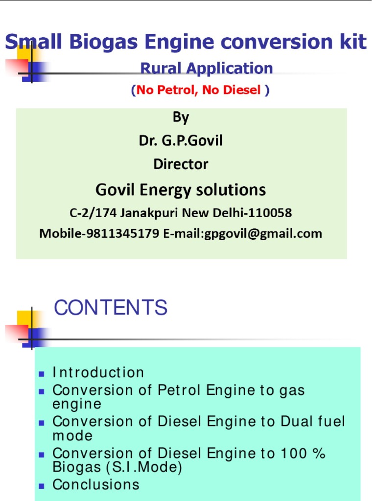 Converting Diesel Engines to Biogas | PDF | Ignition System | Diesel Engine