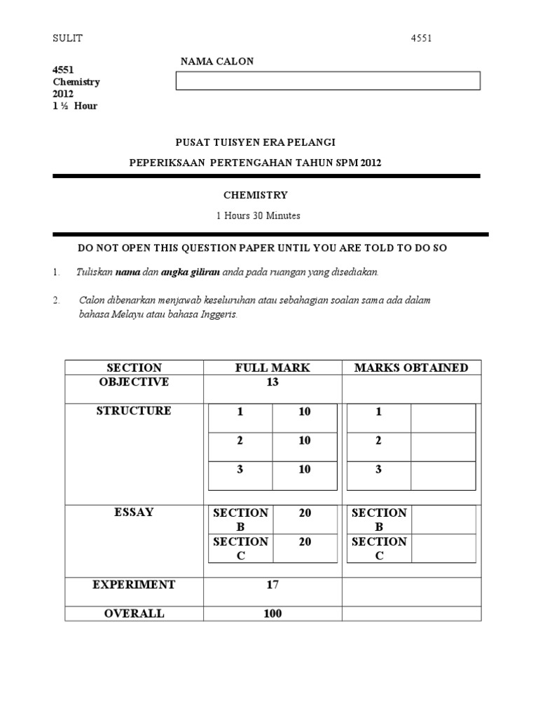 Paper 2 SPM Trial2007 | PDF | Chemical Compounds | Atoms