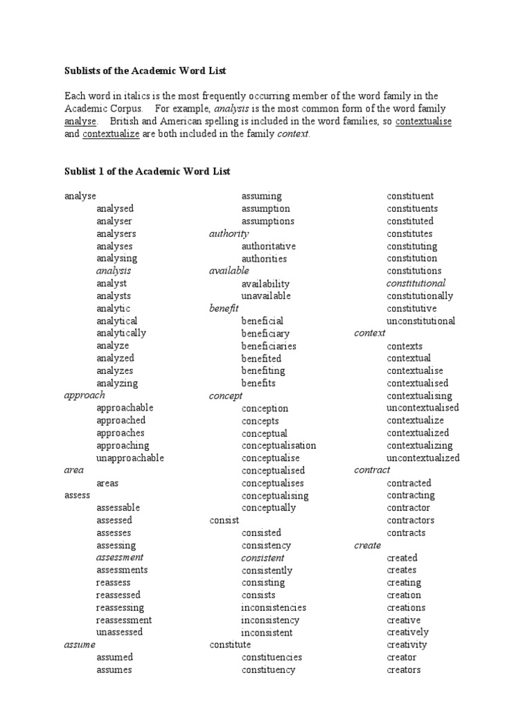 570 Academic Word List For IELTS | PDF | Hypothesis | Economics