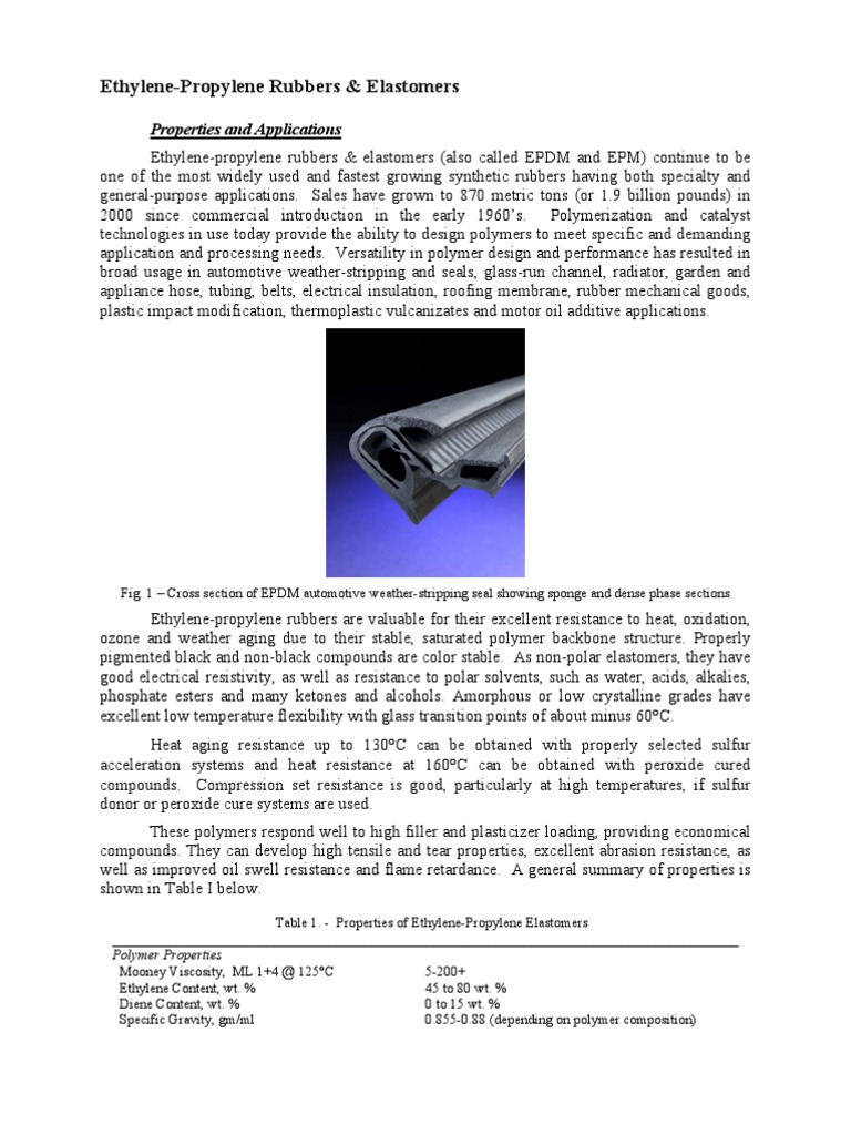 Ethylene-Propylene Rubbers & Elastomers | PDF | Polymers | Materials ...