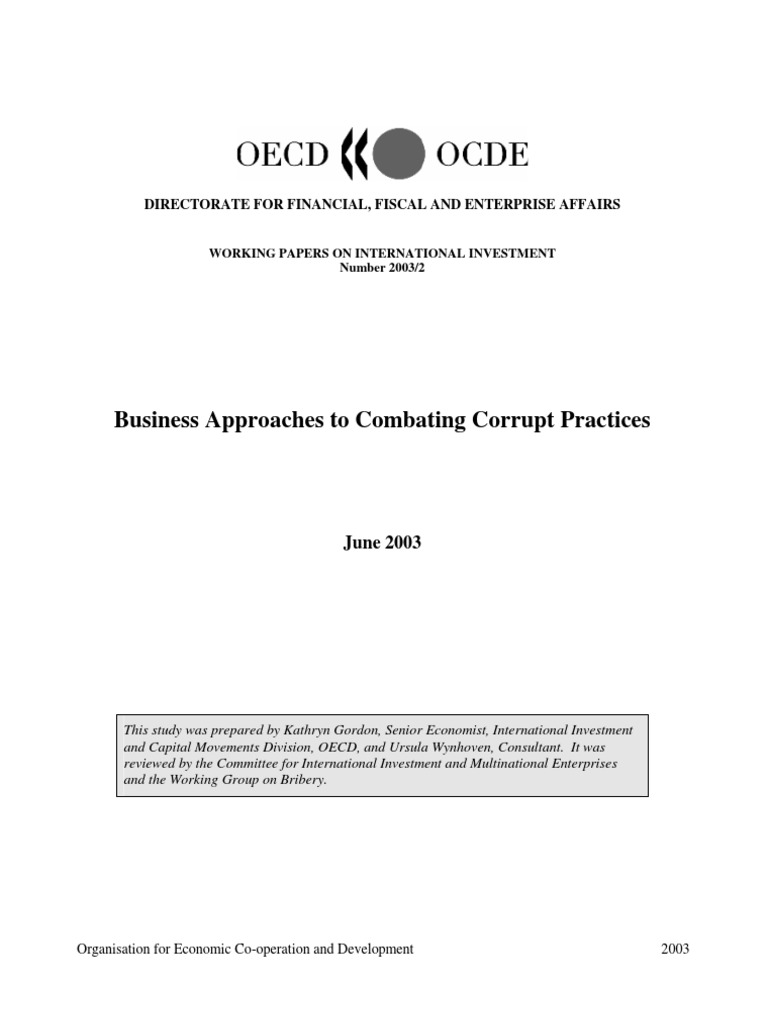 Business Approaches To Combating Corrupt Practices: Directorate For ...