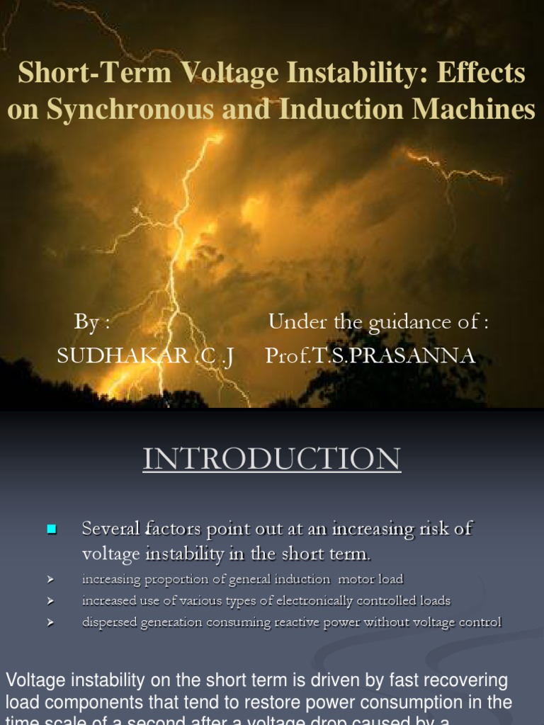 Presentation On "Short-Term Voltage Instability: Effects On Synchronous ...