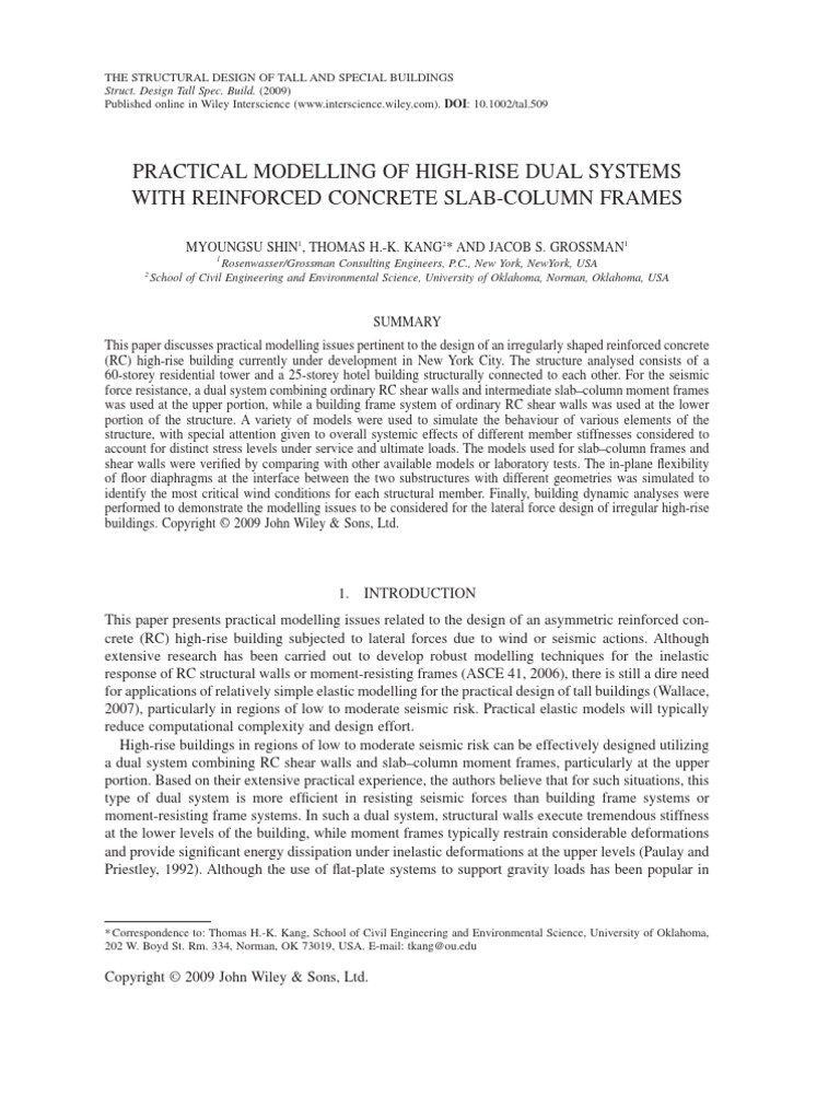 Practical Modelling of High-Rise Dual Systems With Reinforced Concrete ...